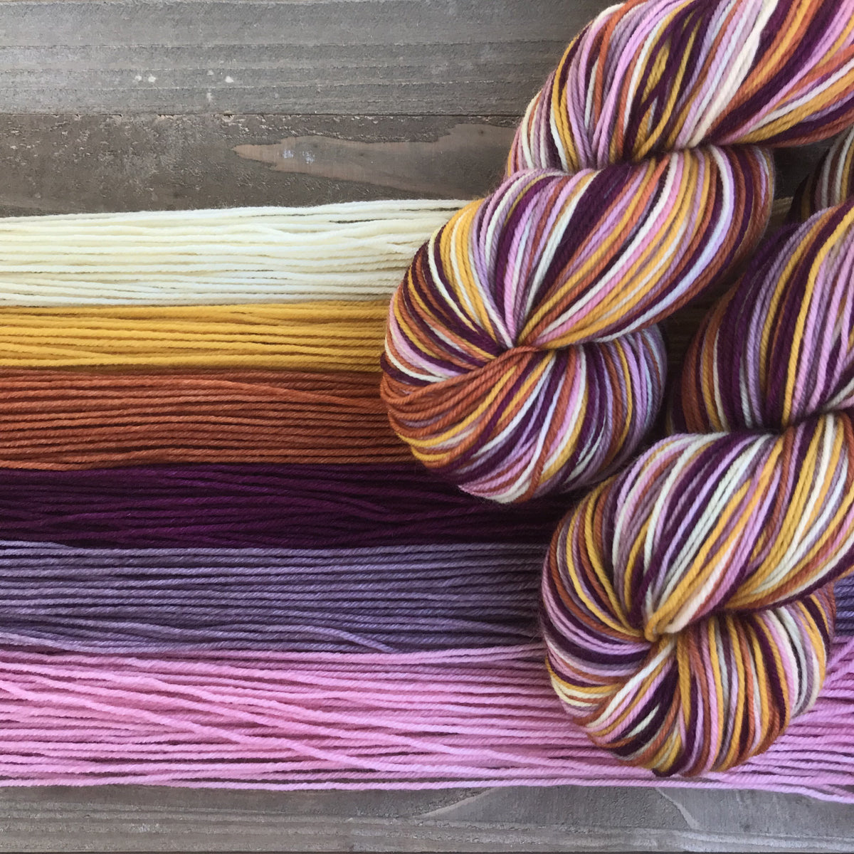 Dyed to Order Straw Flowers Self Striping Sock Yarn – Night Owl Fibers